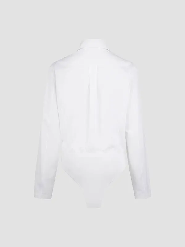 Alaïa Basque Poplin Cotton Bodysuit