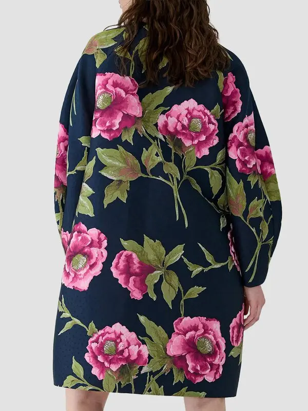 Carolina Herrera Floral Collarless Cocoon Coat