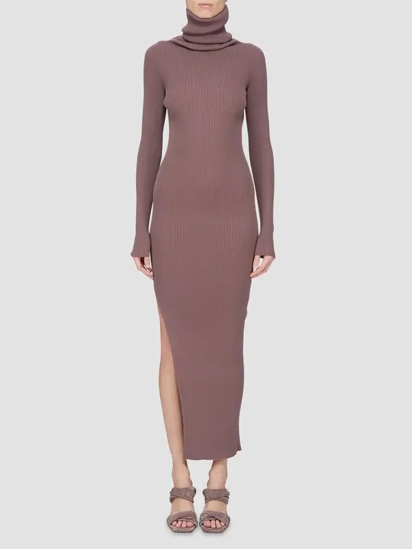 Rick Owens Rib-knit Turtleneck Maxi Dress