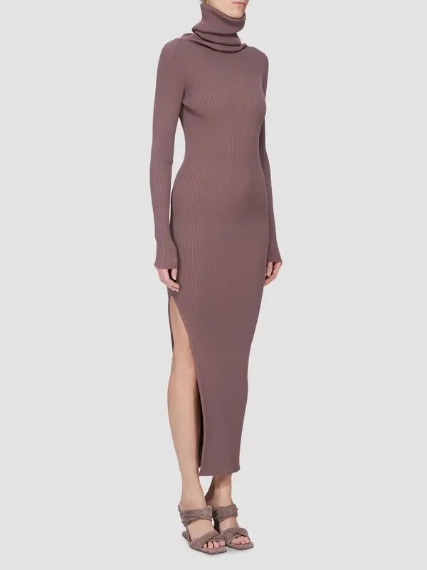 Rick Owens Rib-knit Turtleneck Maxi Dress