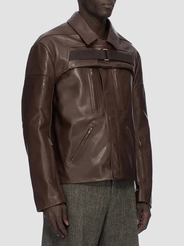 Rick Owens Leather Fitted Jacket