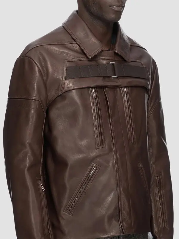 Rick Owens Leather Fitted Jacket