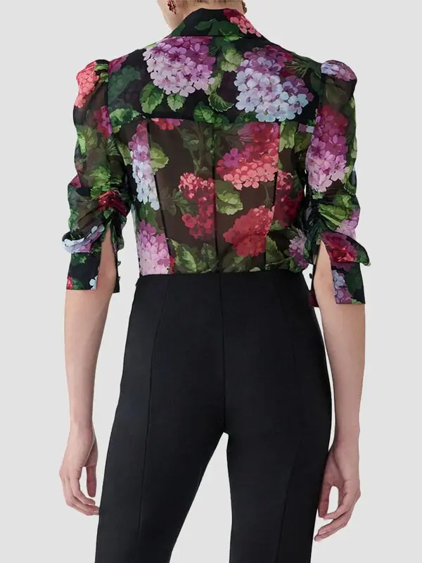 Carolina Herrera Floral Silk Button-front Shirt