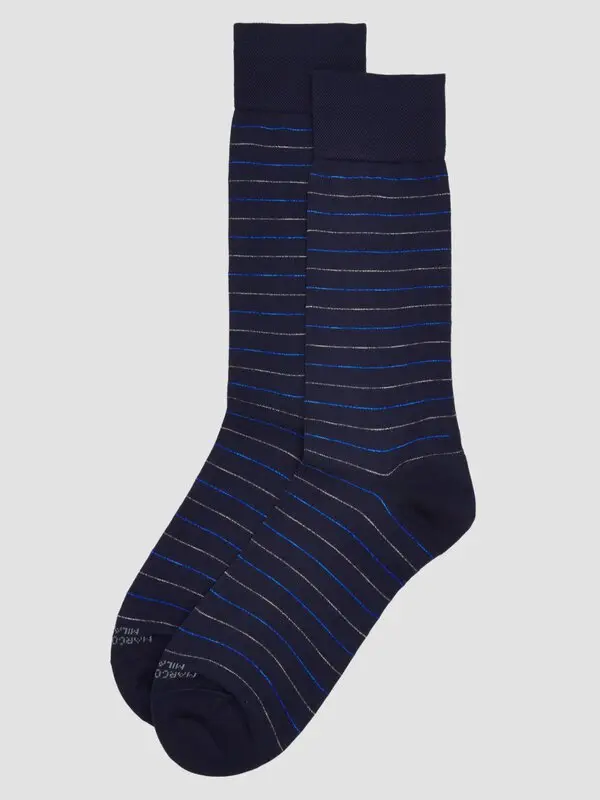 Marcoliani City Striped Cotton-nylon Socks - Navy