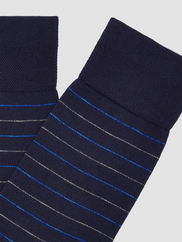 Marcoliani City Striped Cotton-nylon Socks - Navy
