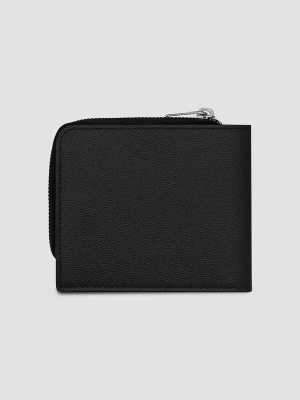 Saint Laurent East-west Zip-around Wallet In Grain De Poudre Leather