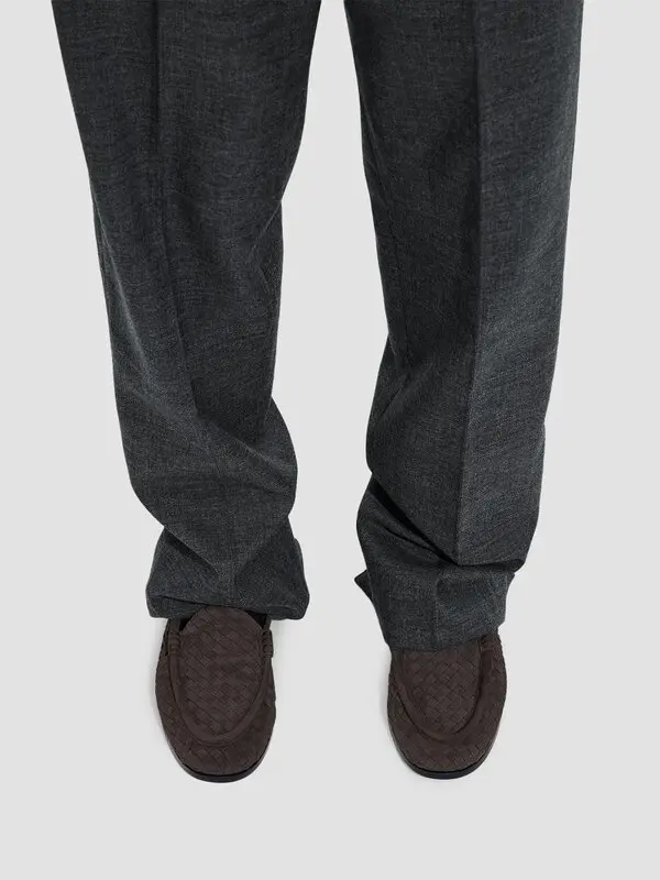 Bottega Veneta Silenzio Intrecciato Suede Venetian Loafers - Espresso