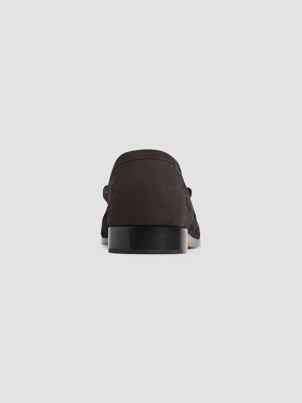 Bottega Veneta Silenzio Intrecciato Suede Venetian Loafers - Espresso