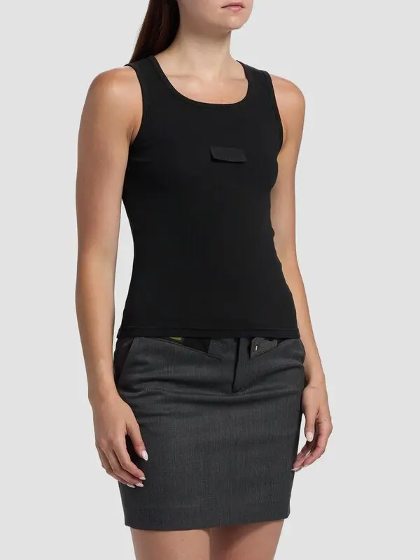 MAISON MARGIELA Logo Rib-knit Stretch Cotton Tank
