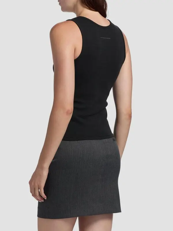 MAISON MARGIELA Logo Rib-knit Stretch Cotton Tank
