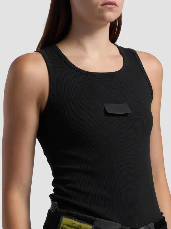 MAISON MARGIELA Logo Rib-knit Stretch Cotton Tank