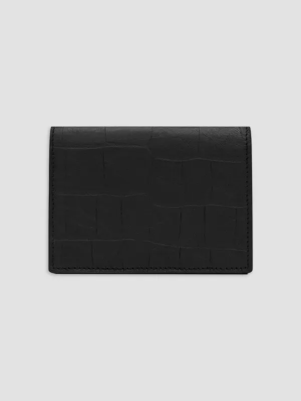 Saint Laurent Cassandre Card Case In Crocodile-embossed Leather