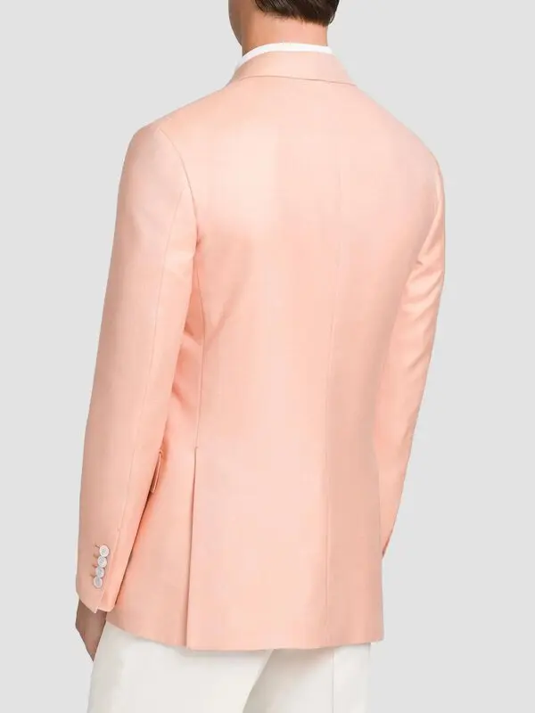 Stefano Ricci Classic 2 Button Blazer In Cashmere And Silk - Orange