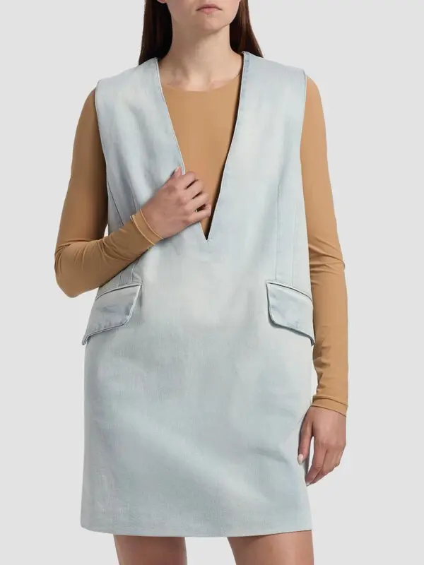 MAISON MARGIELA V-neck Denim Shift Minidress