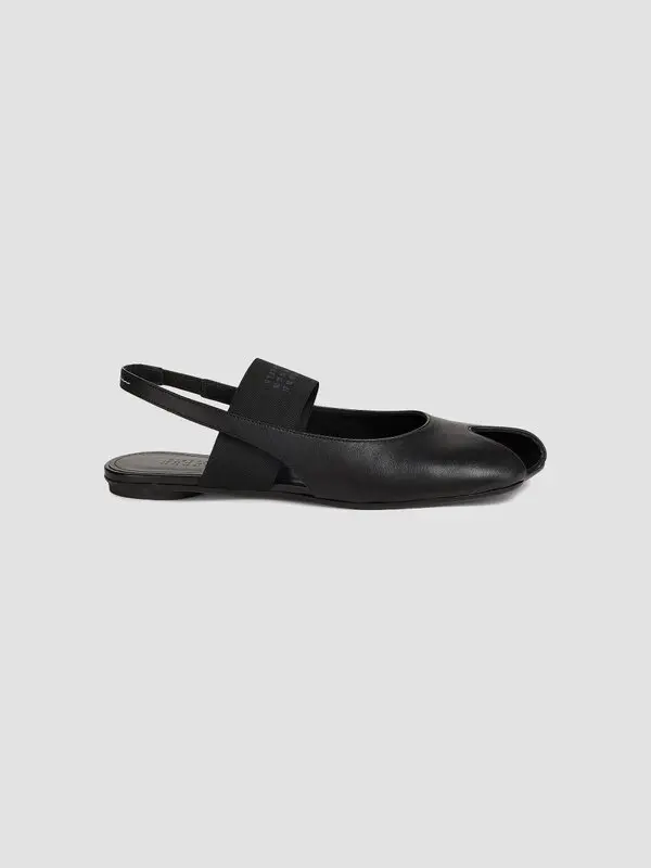 MAISON MARGIELA Logo Peep-toe Slingback Ballet Flats - Black