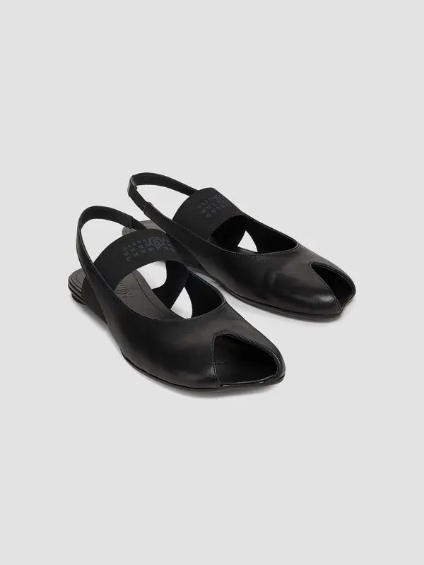 MAISON MARGIELA Logo Peep-toe Slingback Ballet Flats