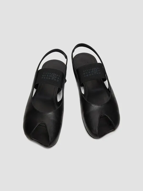 MAISON MARGIELA Logo Peep-toe Slingback Ballet Flats