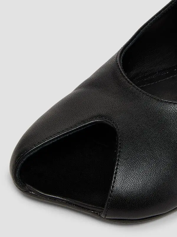 MAISON MARGIELA Logo Peep-toe Slingback Ballet Flats