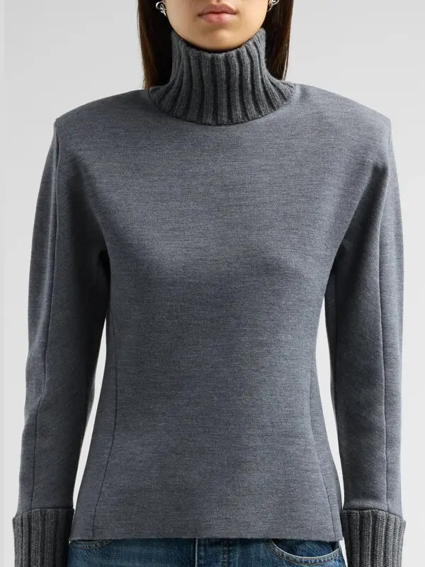 Bottega Veneta Turtleneck Double-knit Wool Long-sleeve Sweater