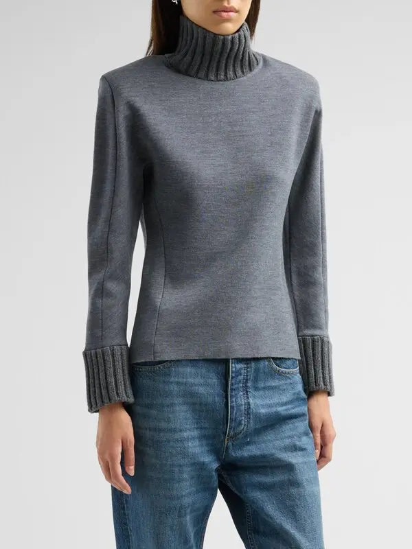 Bottega Veneta Turtleneck Double-knit Wool Long-sleeve Sweater