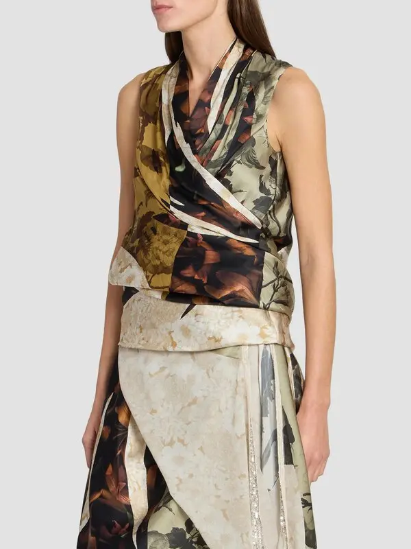 MAISON MARGIELA Floral Draped Silk Top