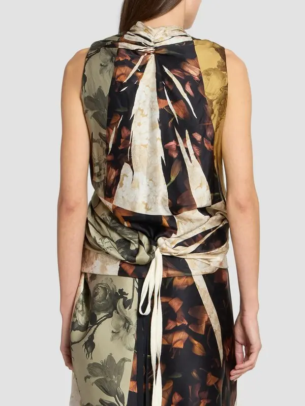 MAISON MARGIELA Floral Draped Silk Top