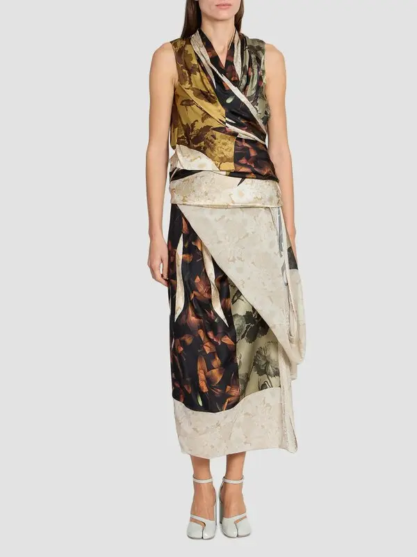 MAISON MARGIELA Floral Draped Silk Top