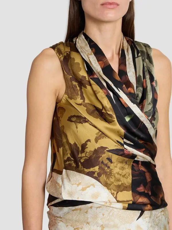 MAISON MARGIELA Floral Draped Silk Top