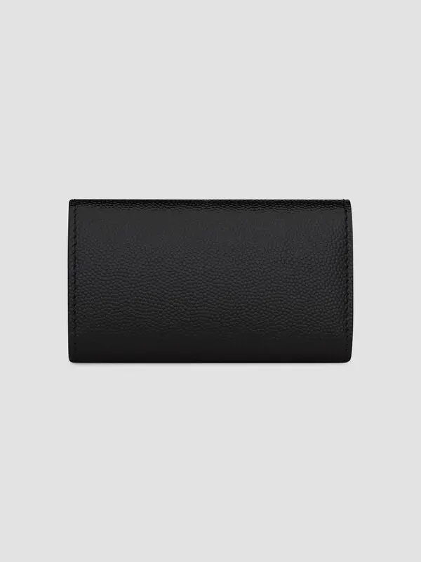 Saint Laurent Slim Key Pouch In Grain De Poudre Leather