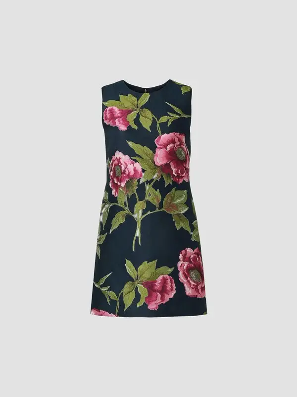 Carolina Herrera Floral Sleeveless Shift Minidress - Midnight Multi