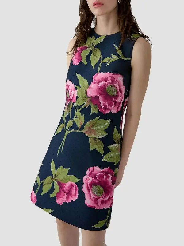 Carolina Herrera Floral Sleeveless Shift Minidress