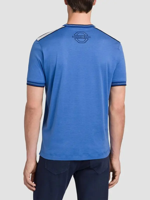 Stefano Ricci Silk And Cotton Crewneck Sweater - Blue
