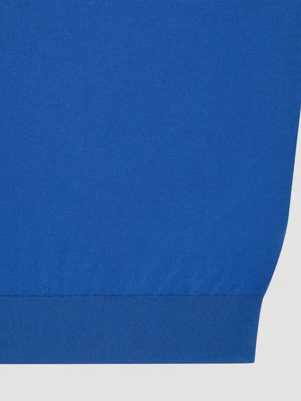 Stefano Ricci Silk And Crocodile Leather Knit Zip Polo - Blue