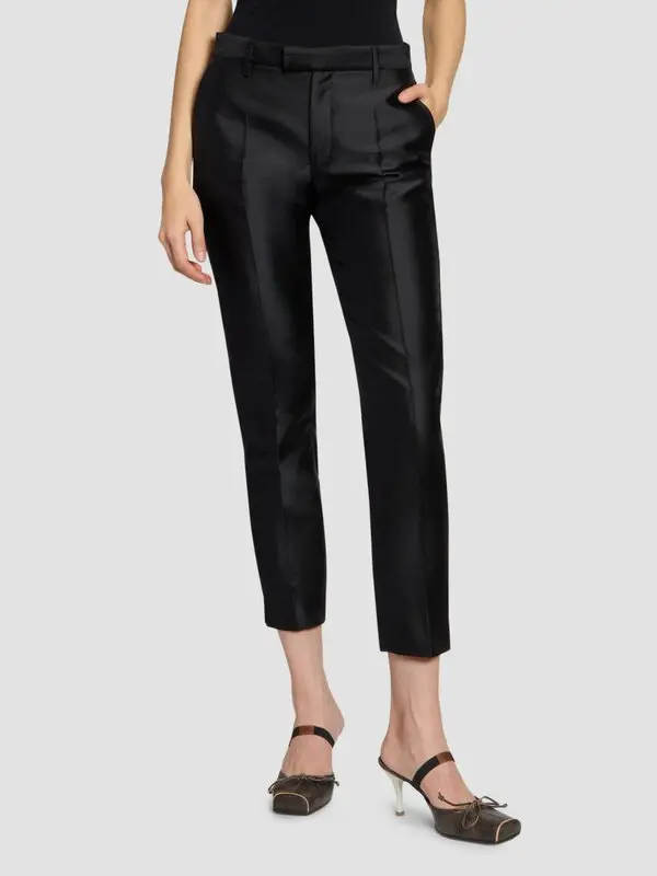 MAISON MARGIELA Satin Tapered Crop Trousers