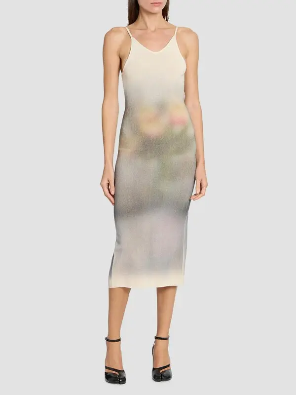 MAISON MARGIELA Floral Knit Cotton Midi-dress