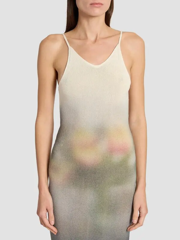 MAISON MARGIELA Floral Knit Cotton Midi-dress
