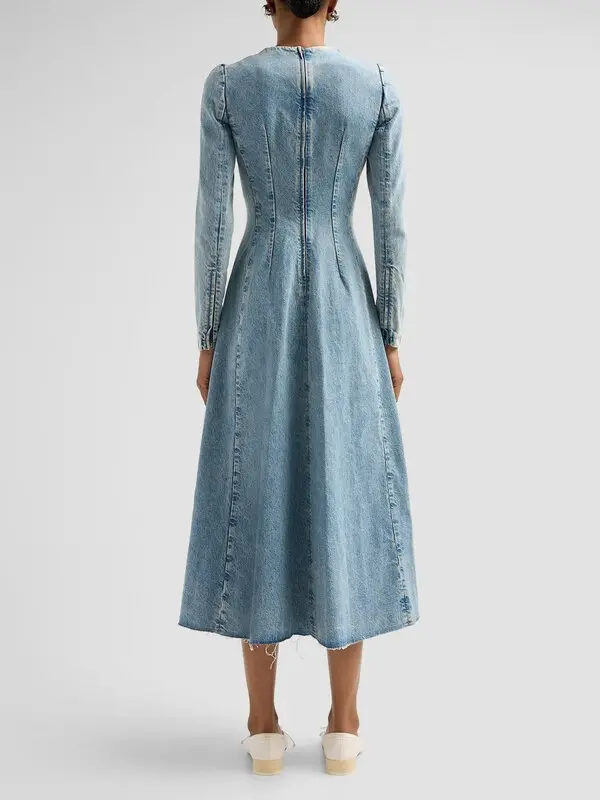 MAISON MARGIELA Denim Long-sleeve A-line Midi Dress