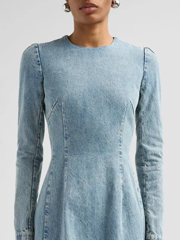MAISON MARGIELA Denim Long-sleeve A-line Midi Dress