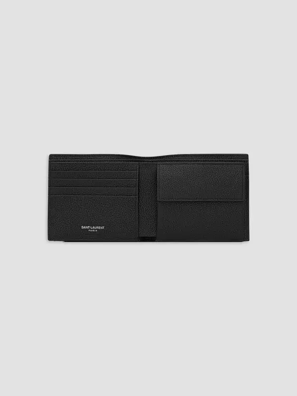 Saint Laurent Cassandre Shadow Leather Wallet With Coin Purse