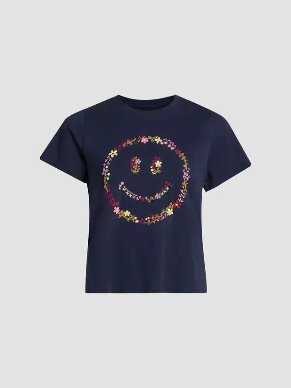 Cinq À Sept Wildflower-embroidered Cotton Shrunken T-shirt