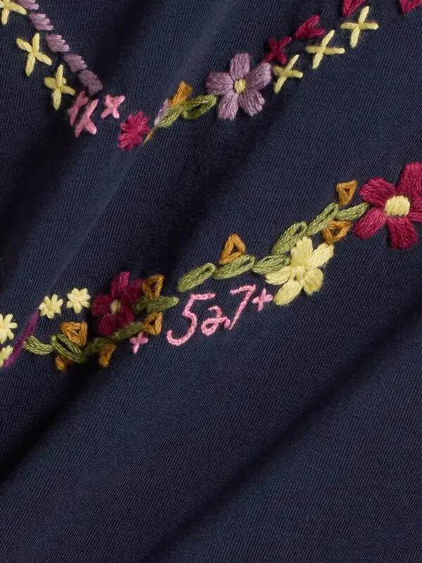 Cinq À Sept Wildflower-embroidered Cotton Shrunken T-shirt