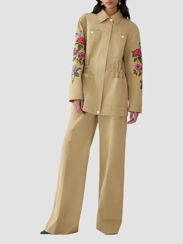 Carolina Herrera Floral Embroidered Cotton Jacket
