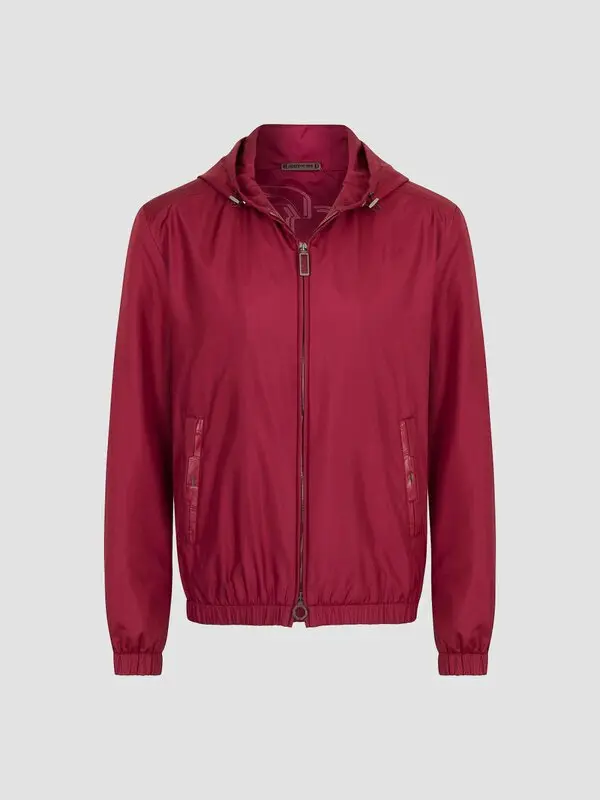 Stefano Ricci Silk And Matted Crocodile Leather Hooded Blouson Jacket