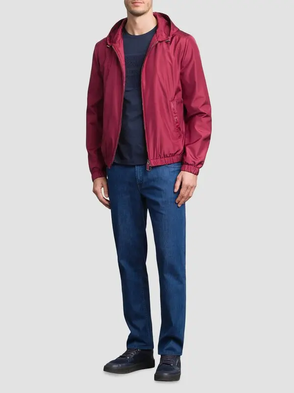 Stefano Ricci Silk And Matted Crocodile Leather Hooded Blouson Jacket