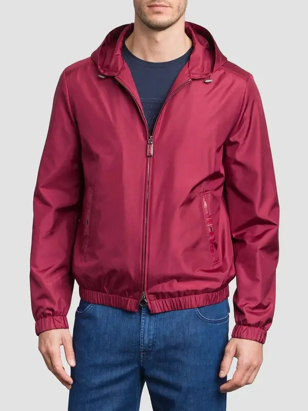 Stefano Ricci Silk And Matted Crocodile Leather Hooded Blouson Jacket