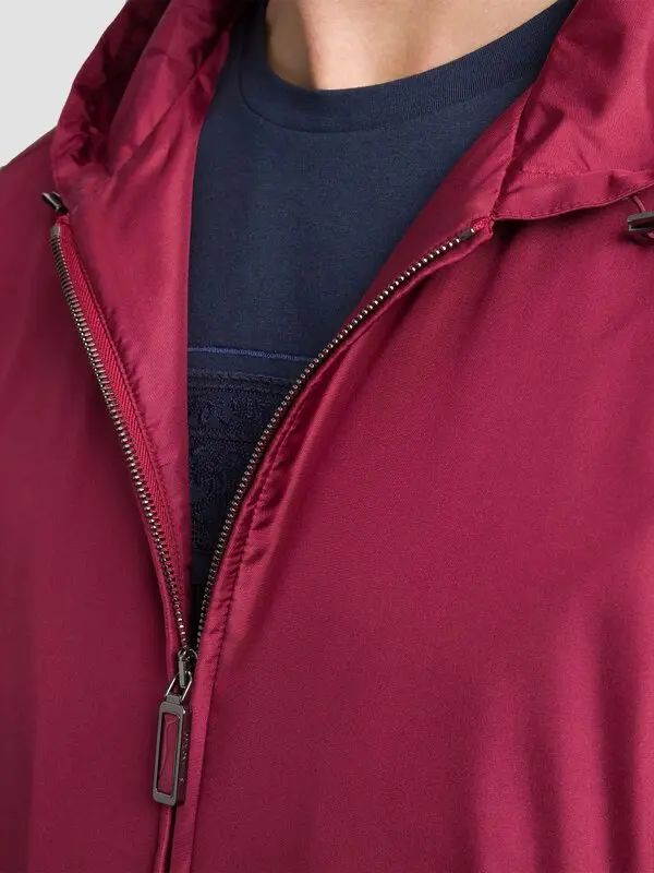 Stefano Ricci Silk And Matted Crocodile Leather Hooded Blouson Jacket