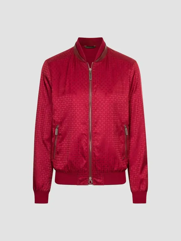 Stefano Ricci Jacquard And Lambskin Leather Blouson Jacket - Ruby Red