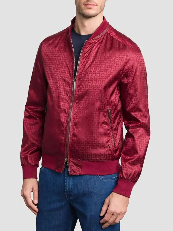 Stefano Ricci Jacquard And Lambskin Leather Blouson Jacket - Ruby Red