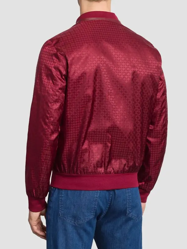 Stefano Ricci Jacquard And Lambskin Leather Blouson Jacket - Ruby Red