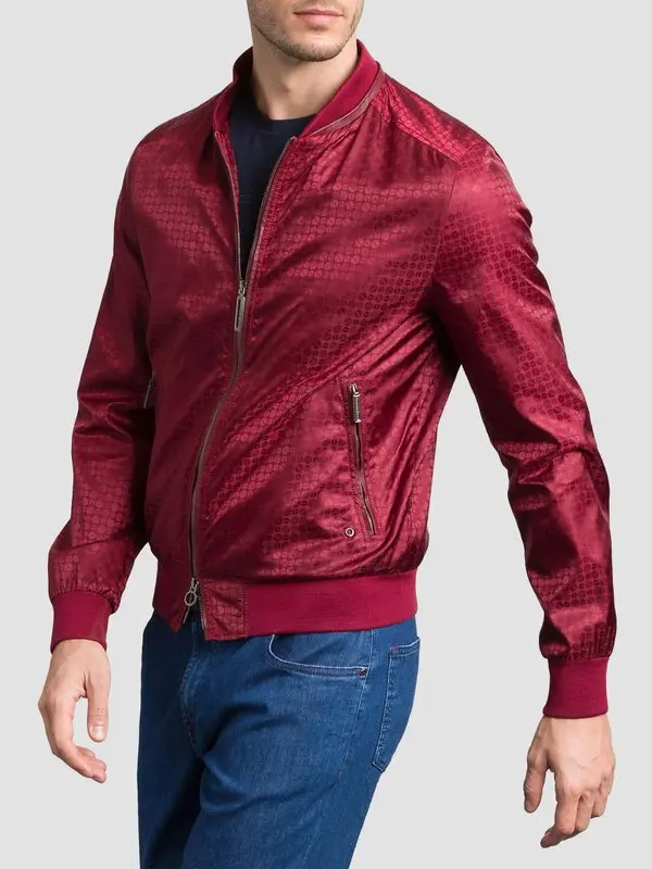 Stefano Ricci Jacquard And Lambskin Leather Blouson Jacket - Ruby Red